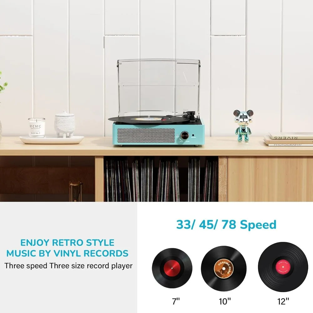 Vintage Belt Drive Vinyl Record Player 3 Speed Turntable with Stereo S ...
